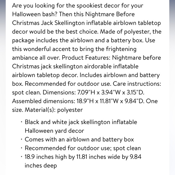 Disney | Holiday | Airblown Jack Skellington Disney | Poshmark